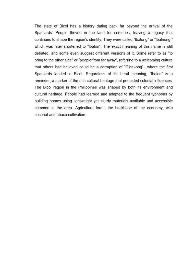 Bicol Region: Heritage and History | PDF | Social Science