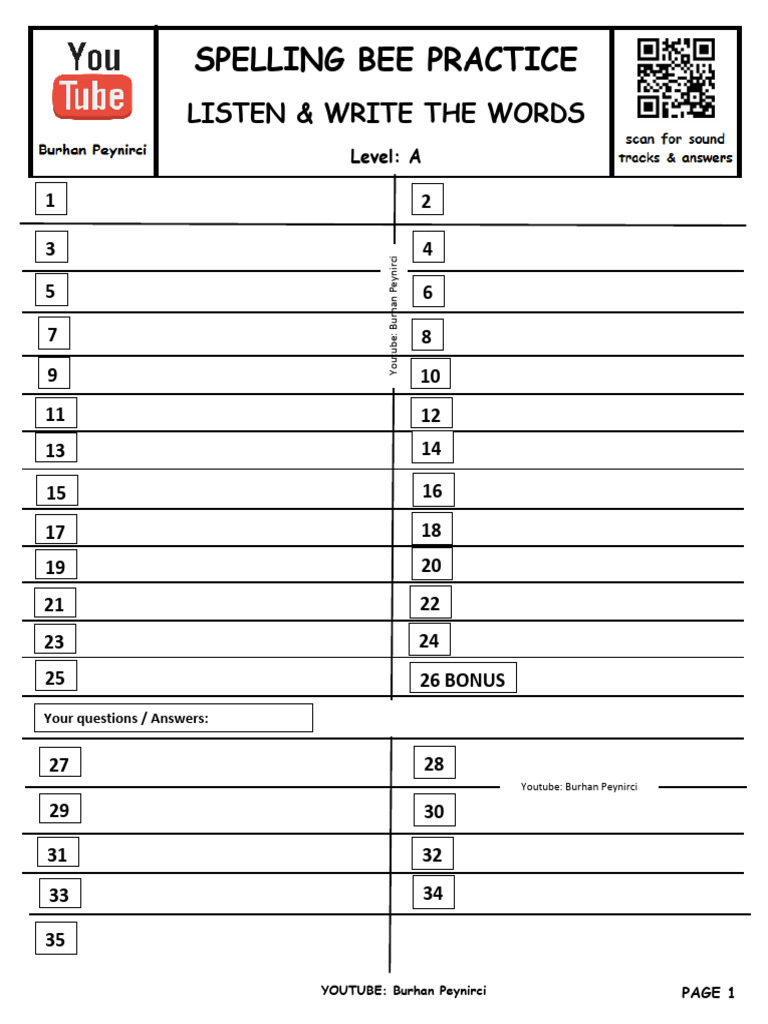 Spelling Bee Practice | PDF