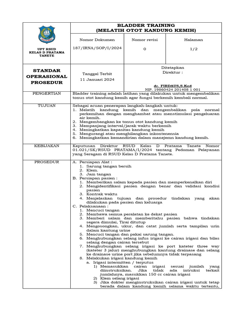 Sop 55 Bladder Training | PDF