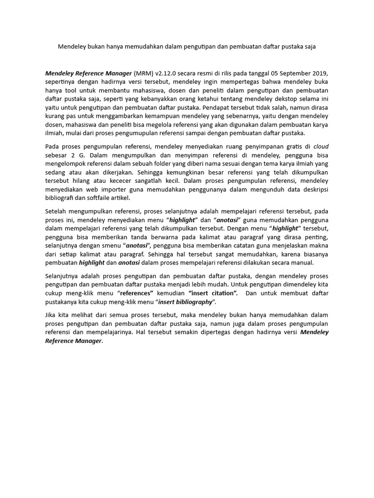 Mendeley: Solusi Lengkap Manajemen Referensi | PDF