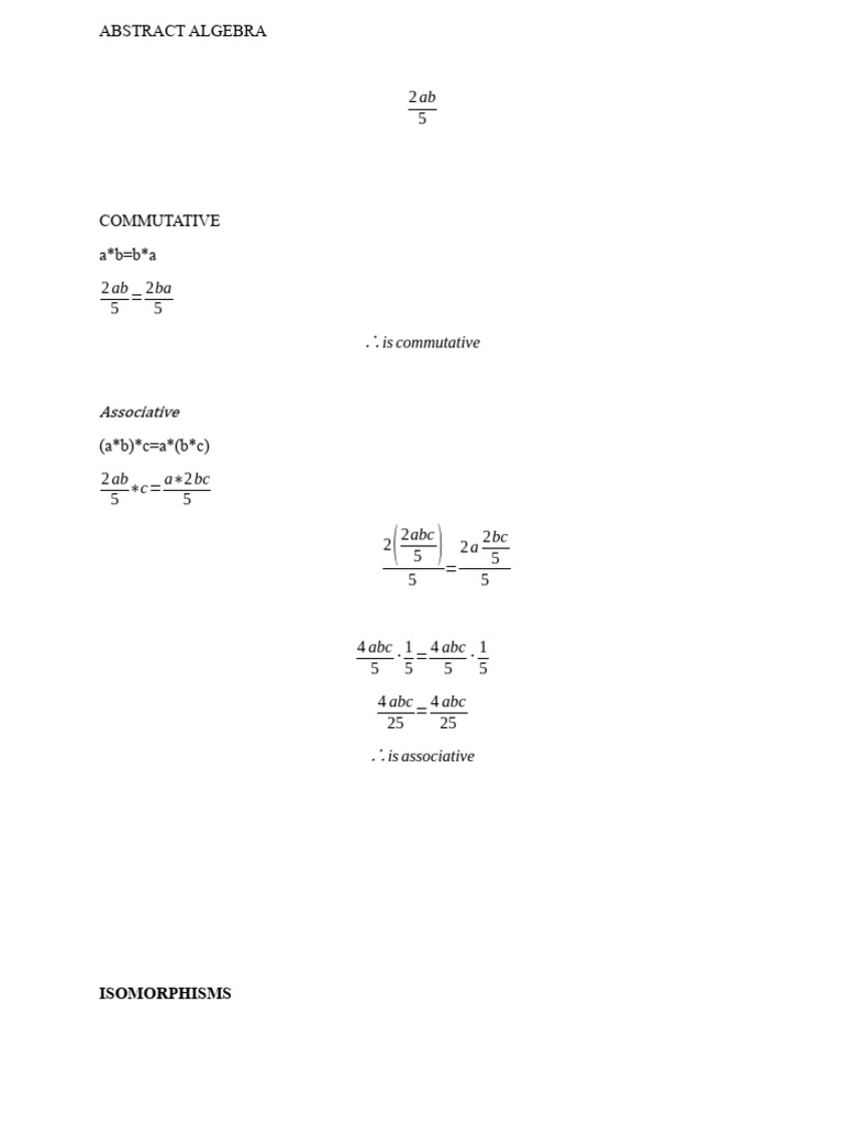 ABSTRACT ALGEBRA Notes | PDF | Group (Mathematics) | Integer
