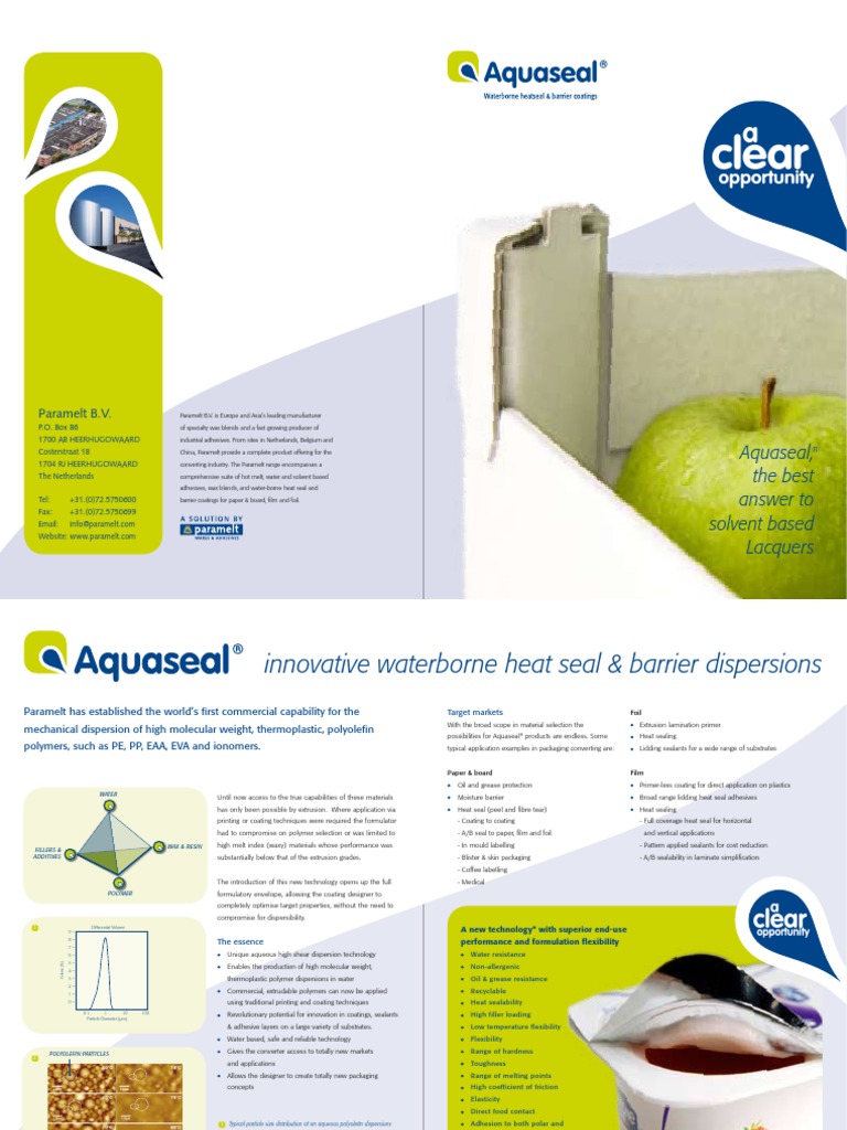 Aquaseal Product Brochure (En) | PDF | Polyolefin | Adhesive