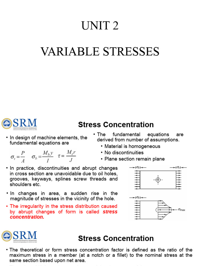 Unit 2 Variable Stresses, Design of Shafts, Keys and Couplings | PDF | Bending | Fatigue (Material)