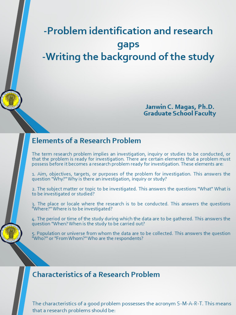 Problem Identification and Research Gaps - Writing The Background of ...