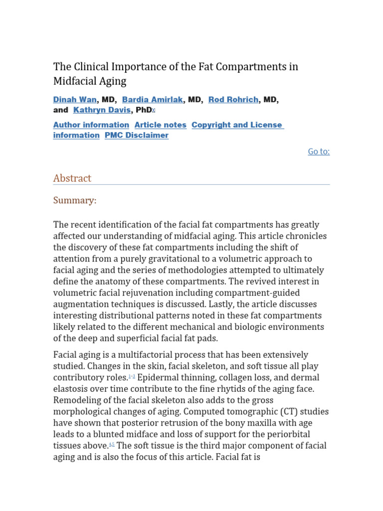 Fat Compartments in Midfacial Aging | PDF | Adipocyte | Adipose Tissue