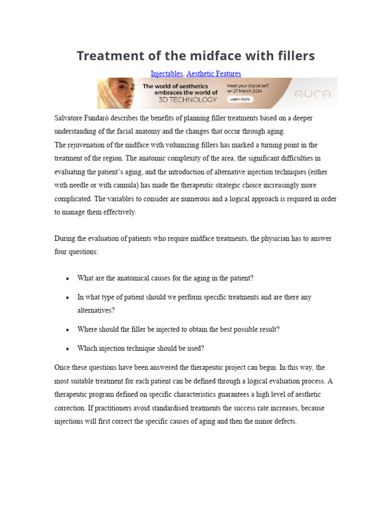 Treatment of Midface With Fillers | PDF | Anatomical Terms Of Location ...