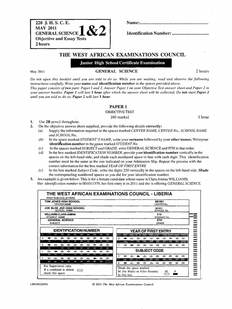 Junior High School Science Exam Guide | PDF