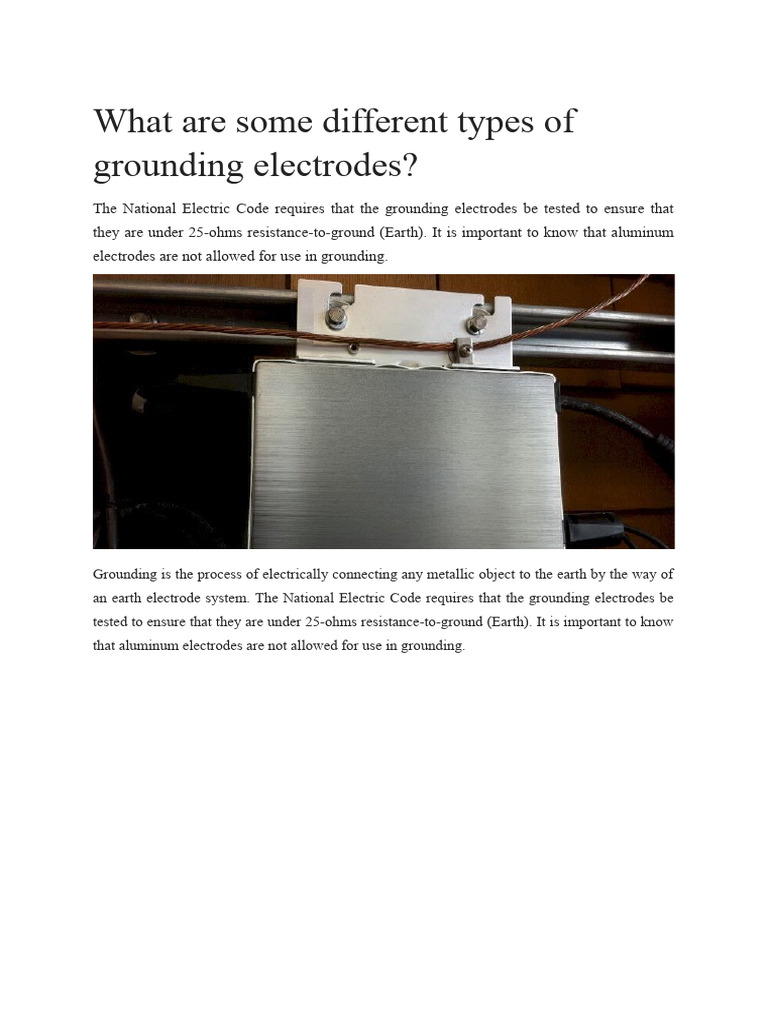 What Are Some Different Types of Grounding Electrodes | PDF
