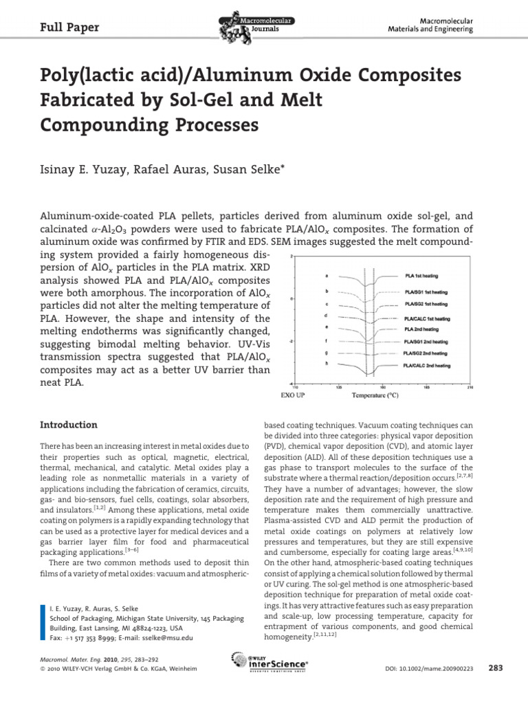 Macro Materials Eng - 2010 - Yuzay - Poly Lactic Acid Aluminum Oxide ...