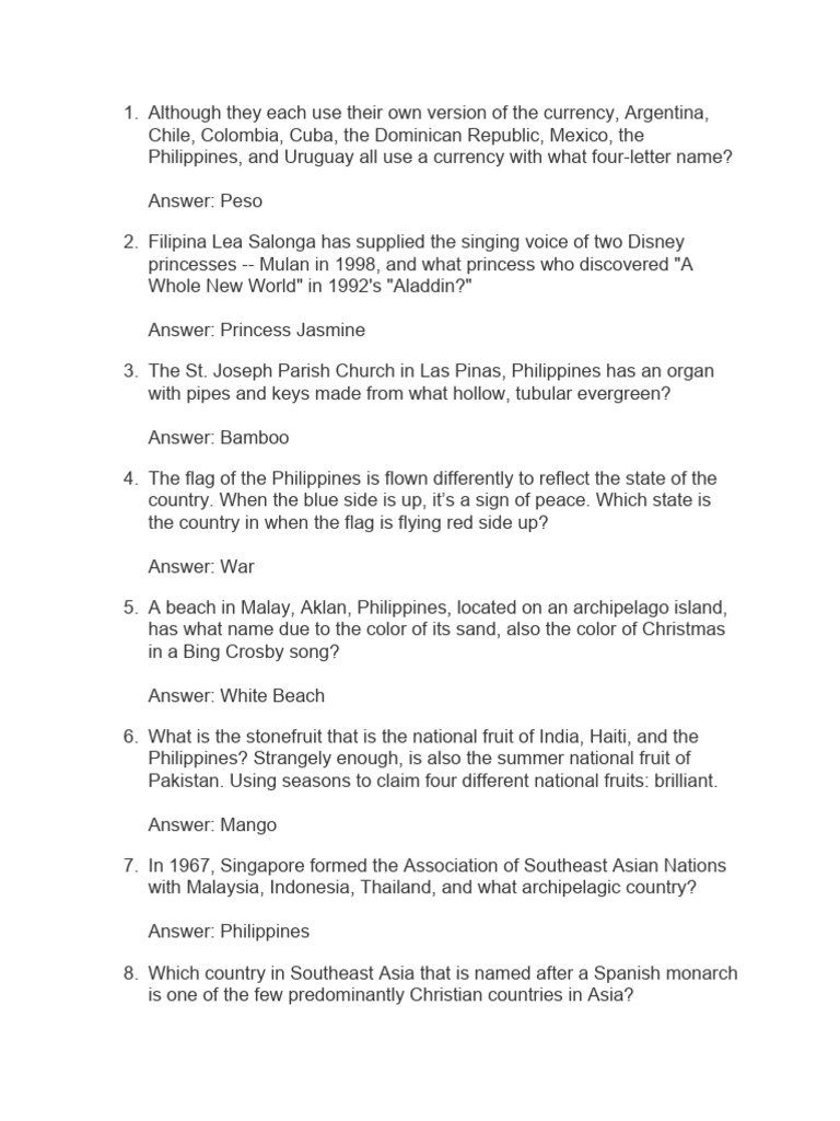 Philippine Trivia | PDF | Philippines