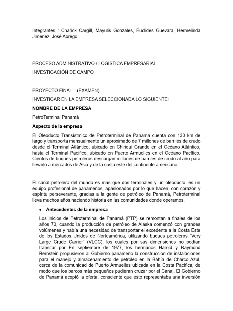 BORRADOR PROYECTO PROCESO LOGISTICO | PDF