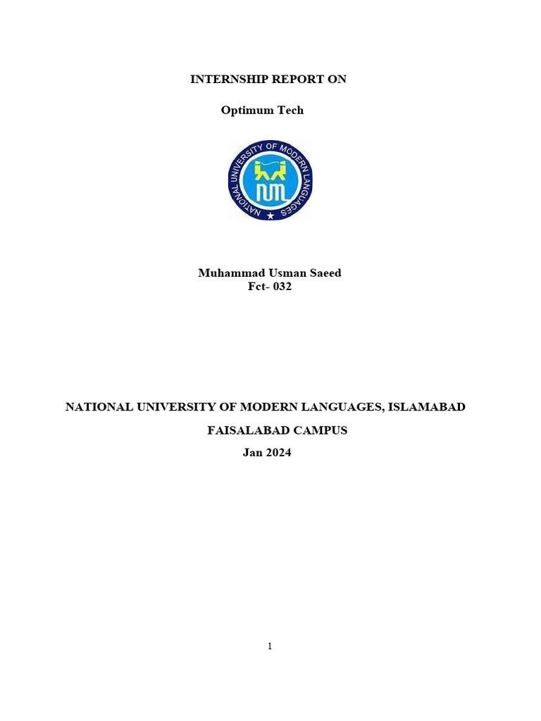 Muhammad Usman Internship Report | PDF | Digital Marketing | Web Development