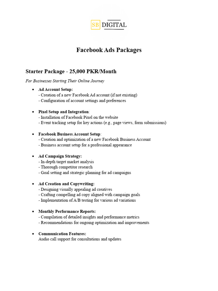 FB & IG ADS Packages | PDF