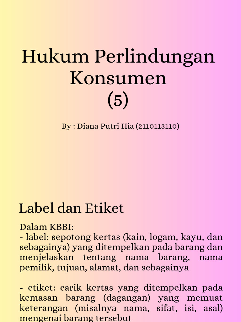 Etiket dan Label dalam Perlindungan Konsumen | PDF