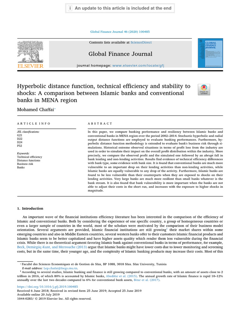 Global Finance Journal Sciencedirect Pdf Islamic Banking And Finance Banks