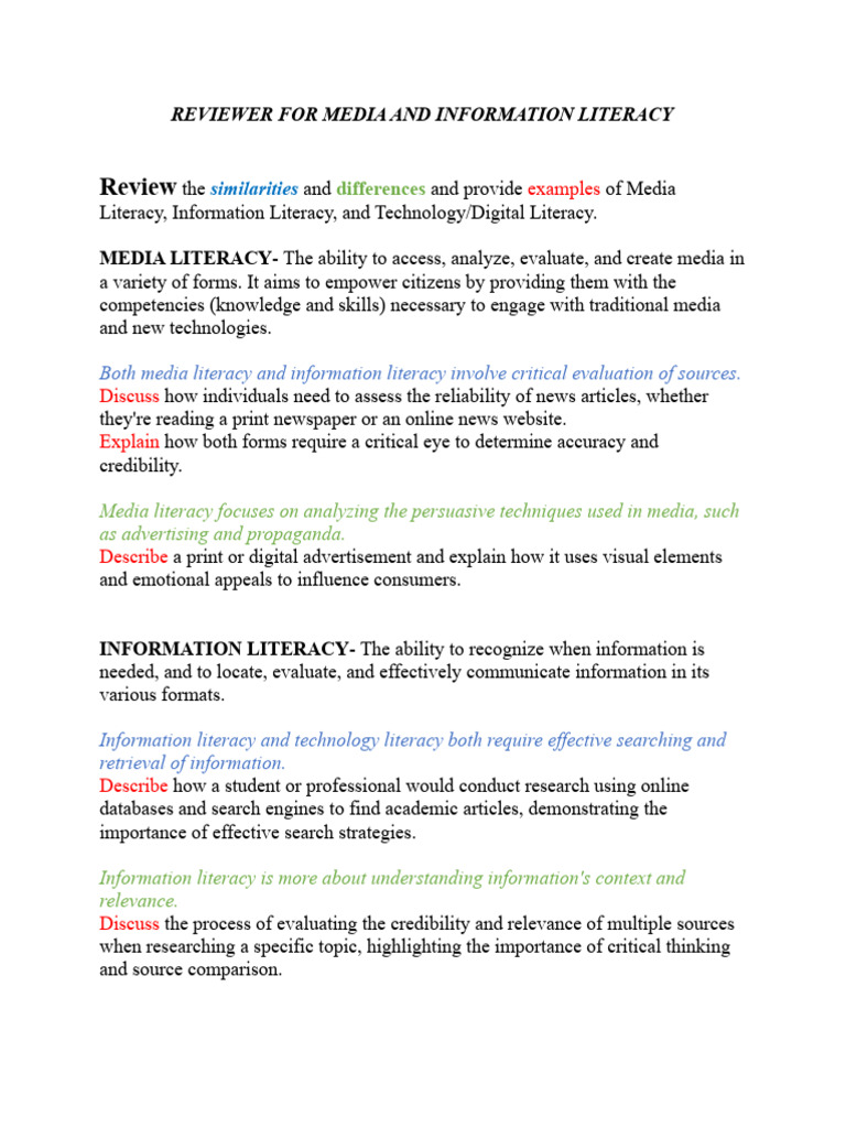 Evaluating Media and Information Literacy | PDF | Mass Media ...