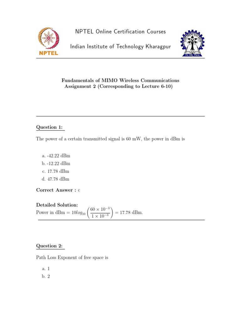 Assignment 2 | PDF | Telecommunications | Physical Phenomena