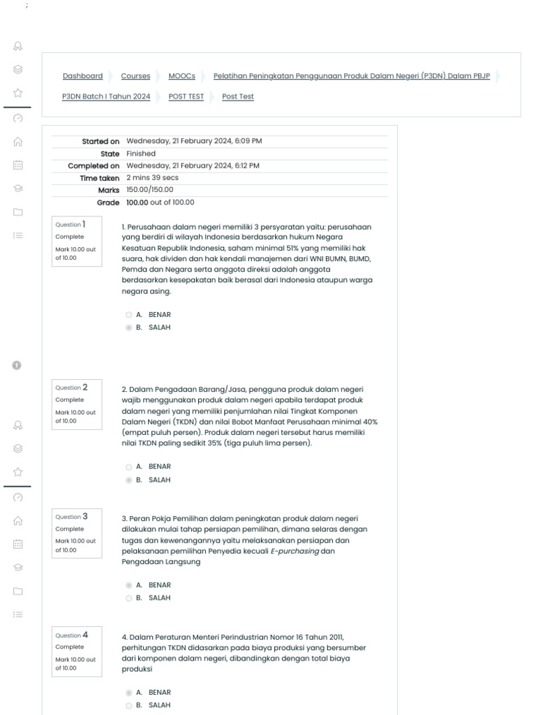 Post Test - Attempt Review | PDF