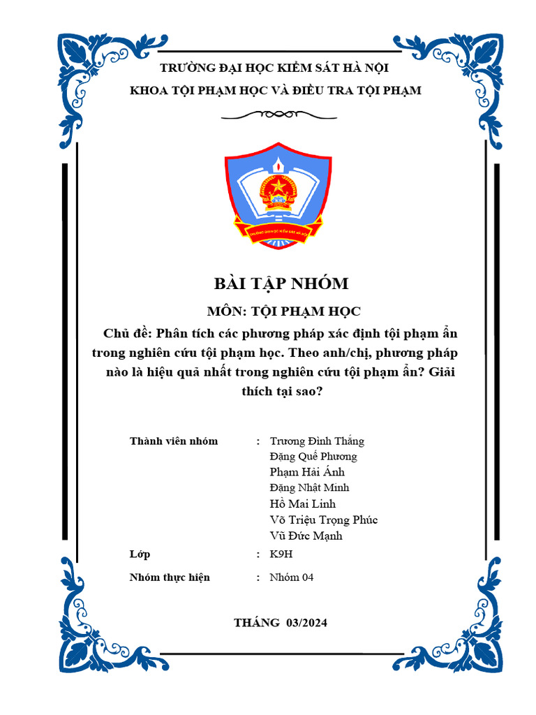 BTN môn TPH - Thắng sửa | PDF