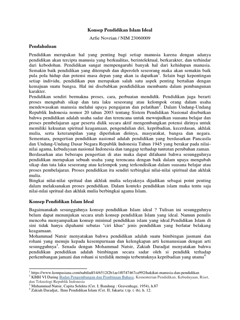 Arfie Novrian-UTS Konsep Pendidikan Islam Ideal (Dr. Nashruddin Syarief ...