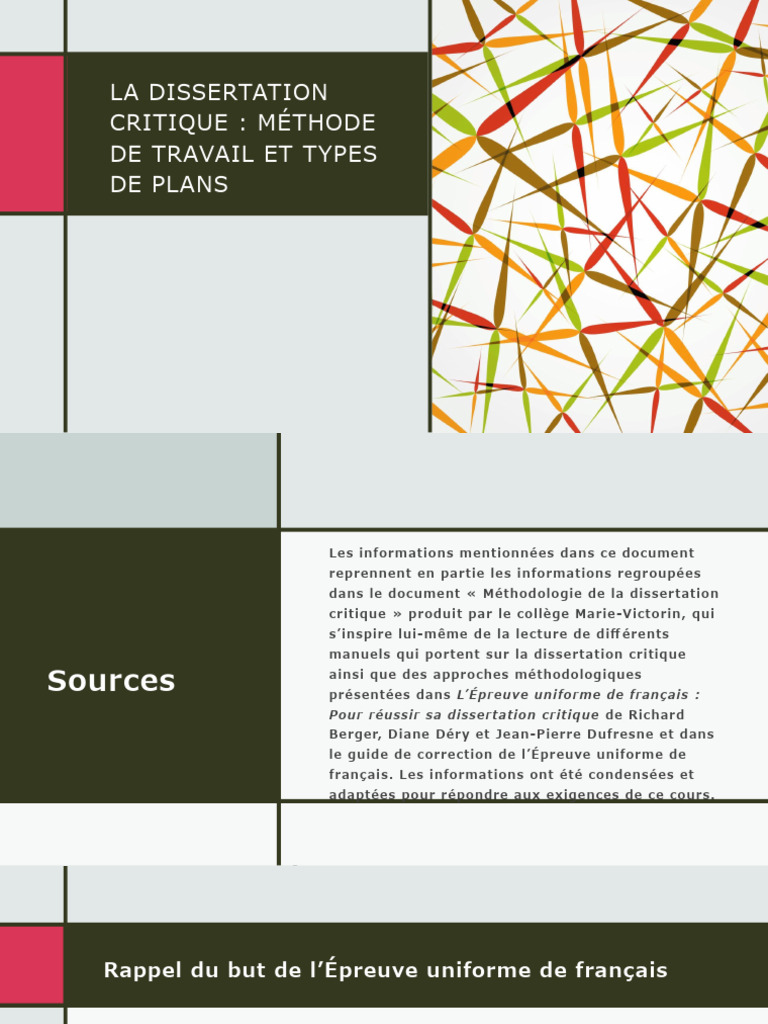 La Dissertation Critique Methode de Travail Et Types de Plans | PDF