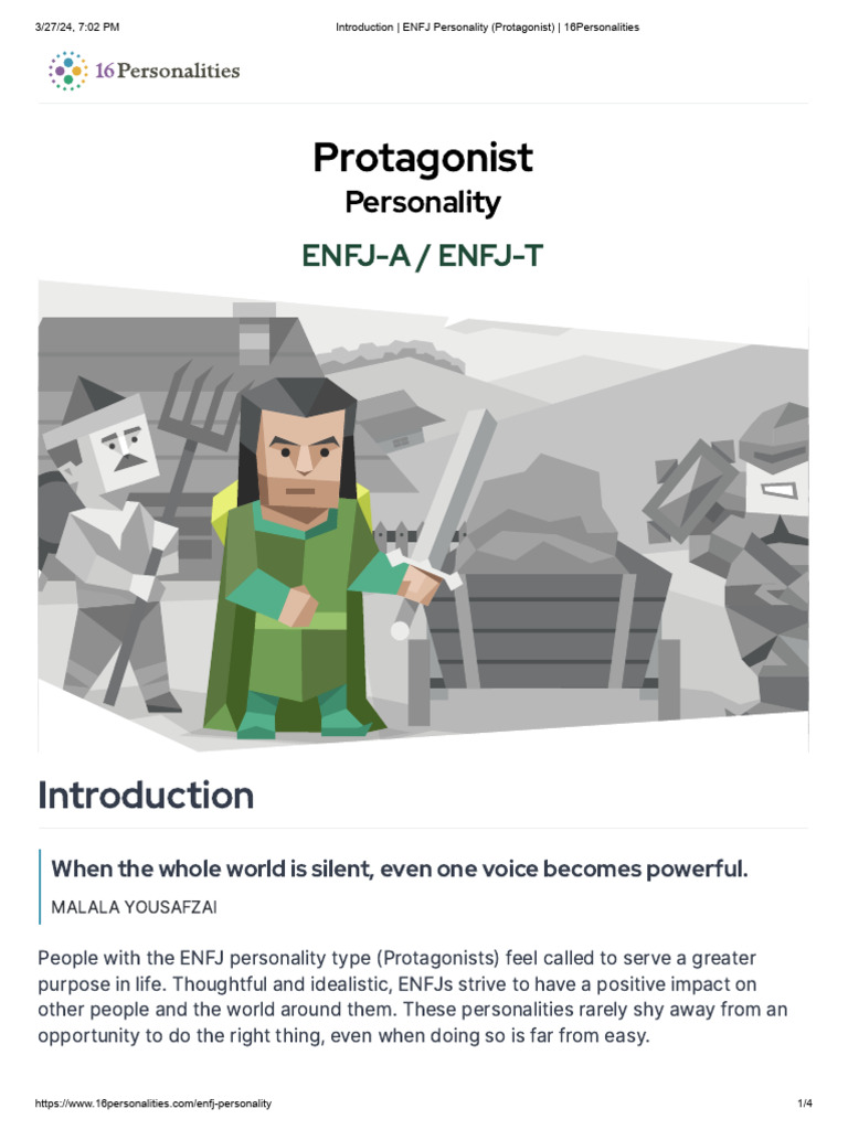 Introduction Enfj Personality Protagonist 16personalities | PDF | Self-Improvement