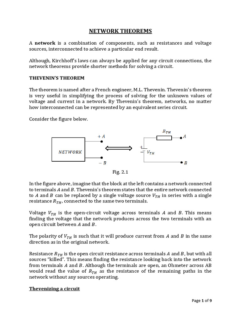 Module 3 - Network Theorems (Phy 202) | PDF | Electrical Network ...