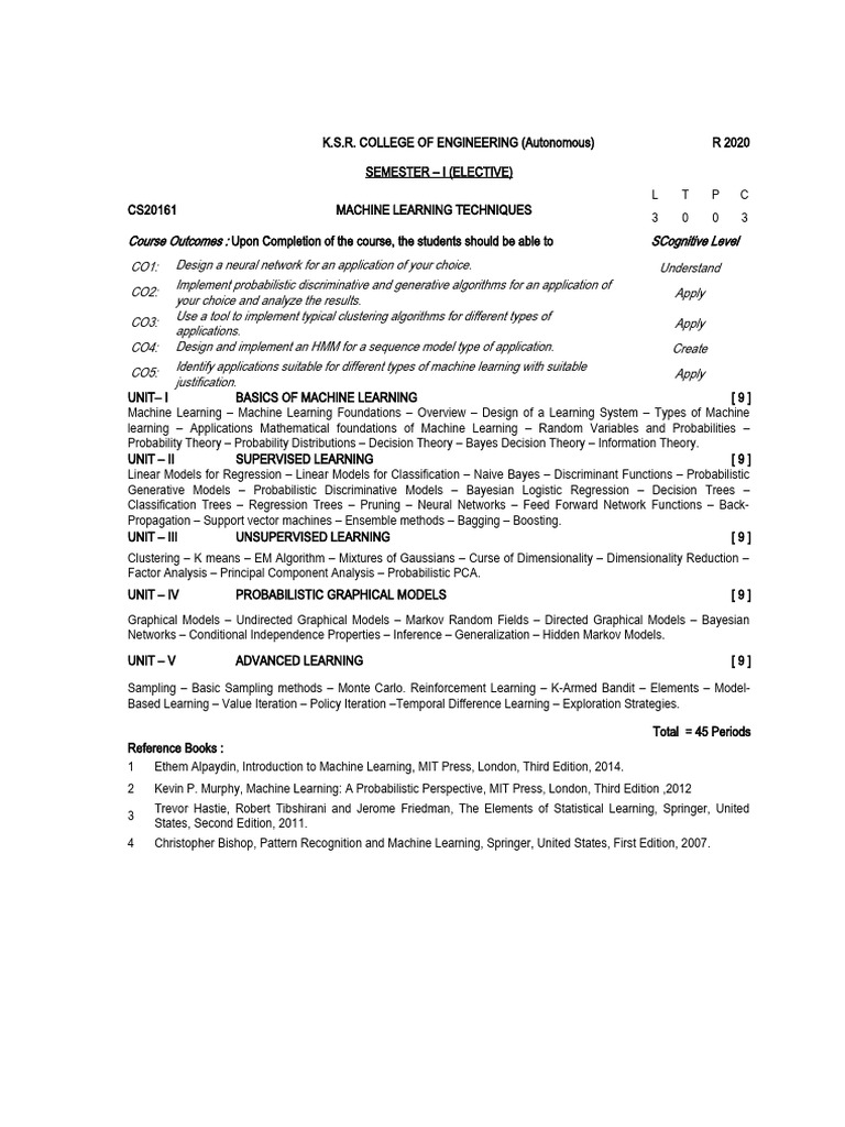 M.E CSE Syllabus | PDF | Machine Learning | Big Data