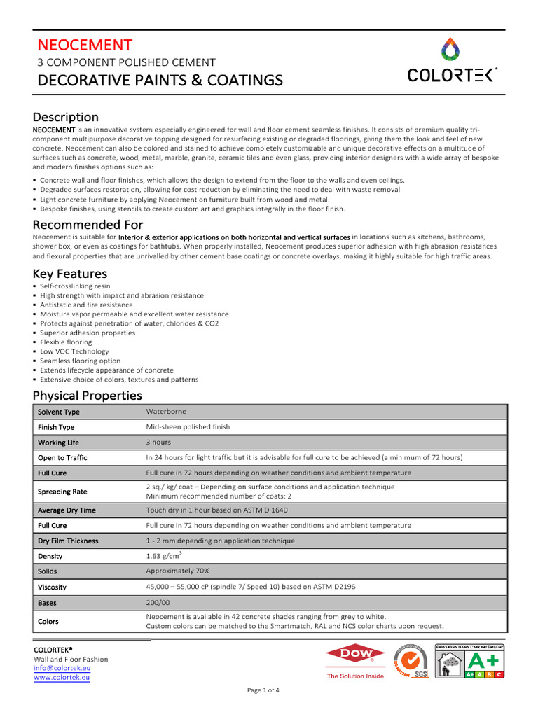 Neocement | PDF | Flooring | Concrete