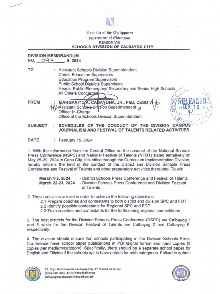 Dfot DSPC Memo | PDF