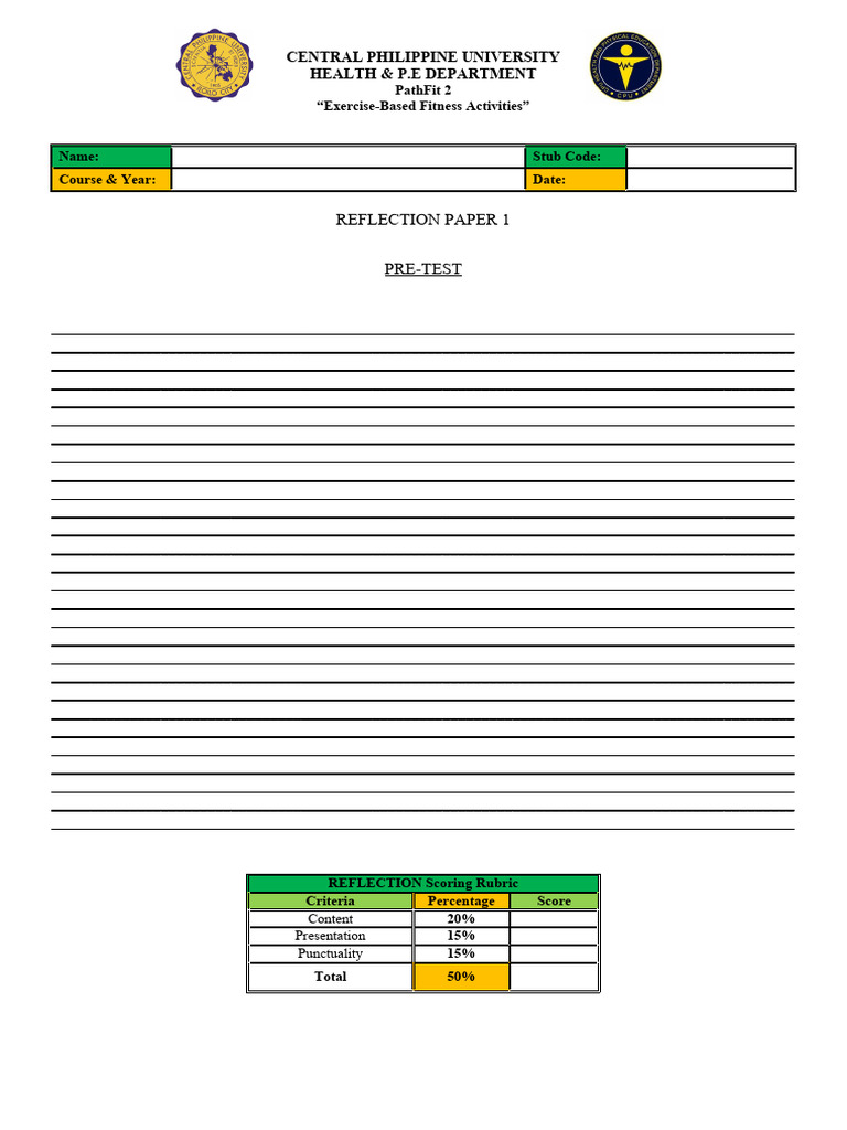 Reflection Paper Template | PDF | Evaluation | Educational Assessment ...