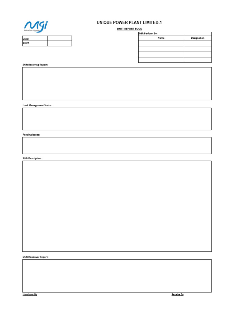 Shift Report Book | PDF | Boiler | Water Heating