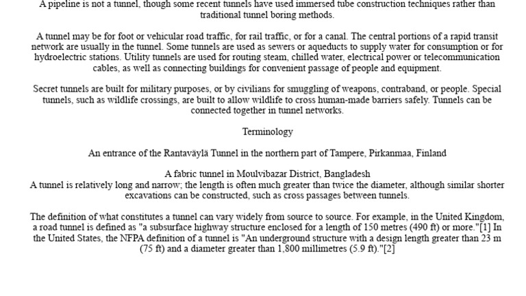 Understanding Tunnel Definitions and Types | PDF