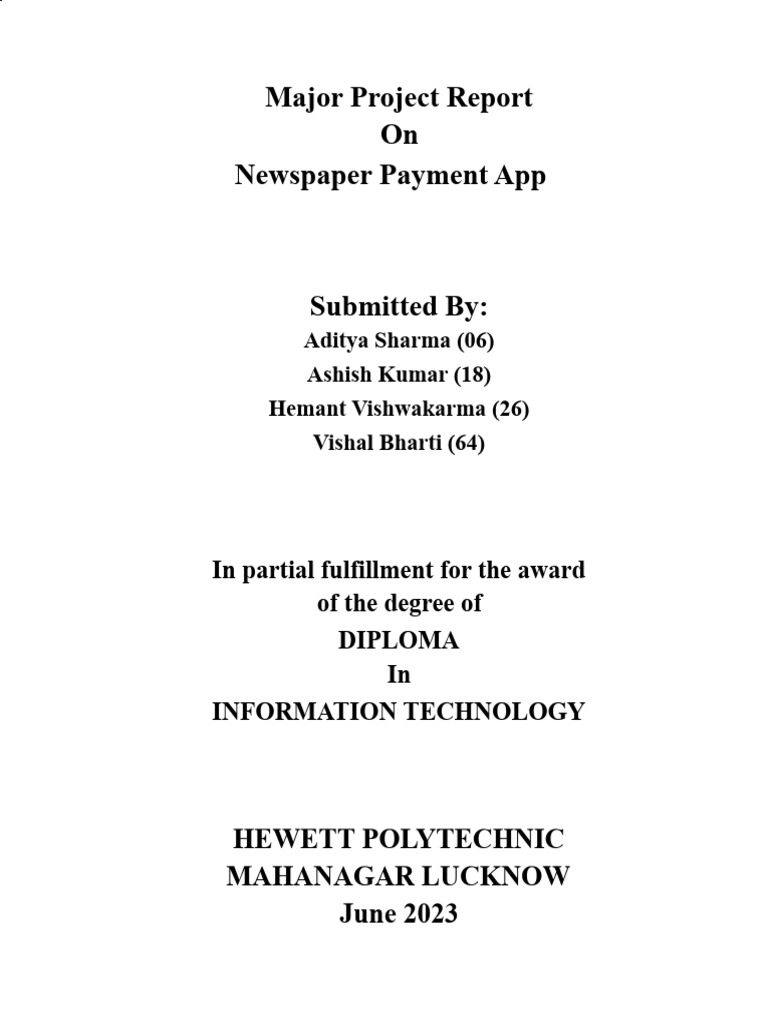 Newspaper Payment App Project Report | PDF | Php | Method (Computer Programming)