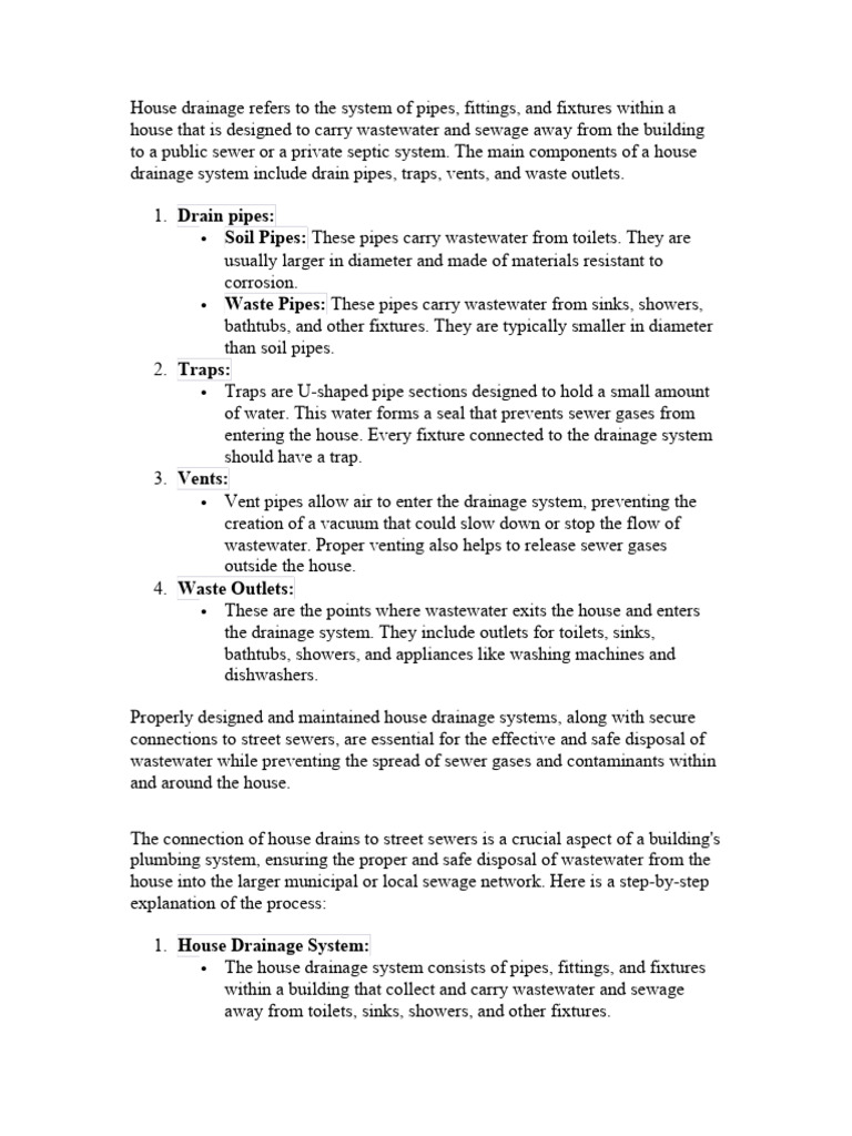 House Drainage Notes | PDF | Sanitary Sewer | Plumbing
