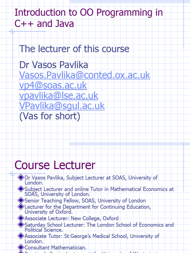 OOP Week 1 Overview of Course 0 | PDF | Namespace | Software Development Process
