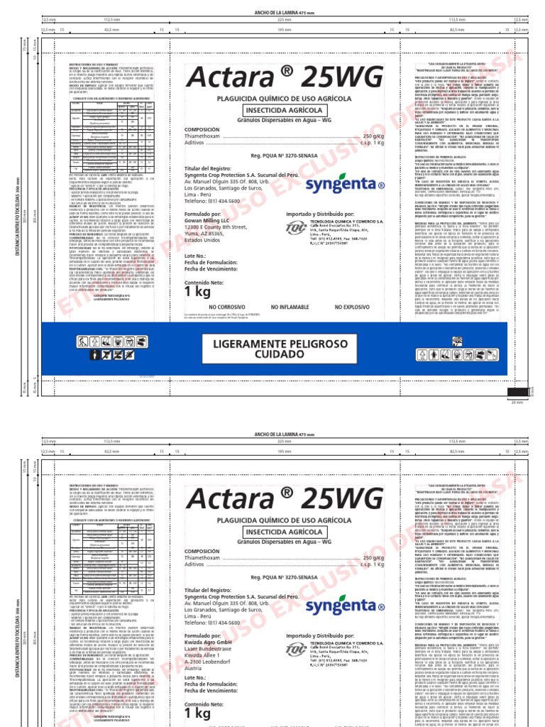 Actara 25WG 1Kg | PDF | Agua | Pesticida