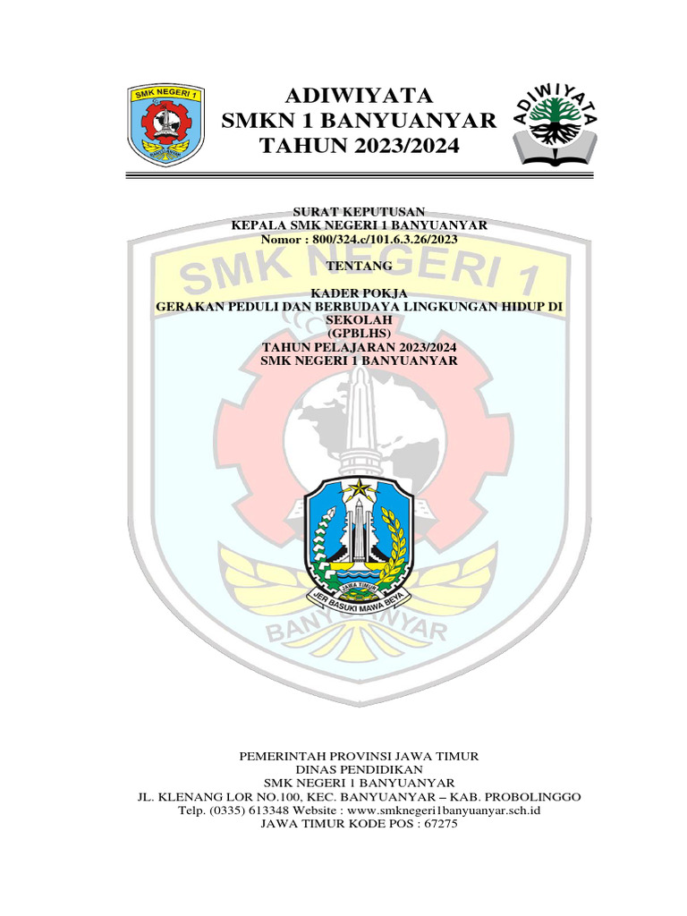 SK Kader Adiwiyata 2023-2024 | PDF