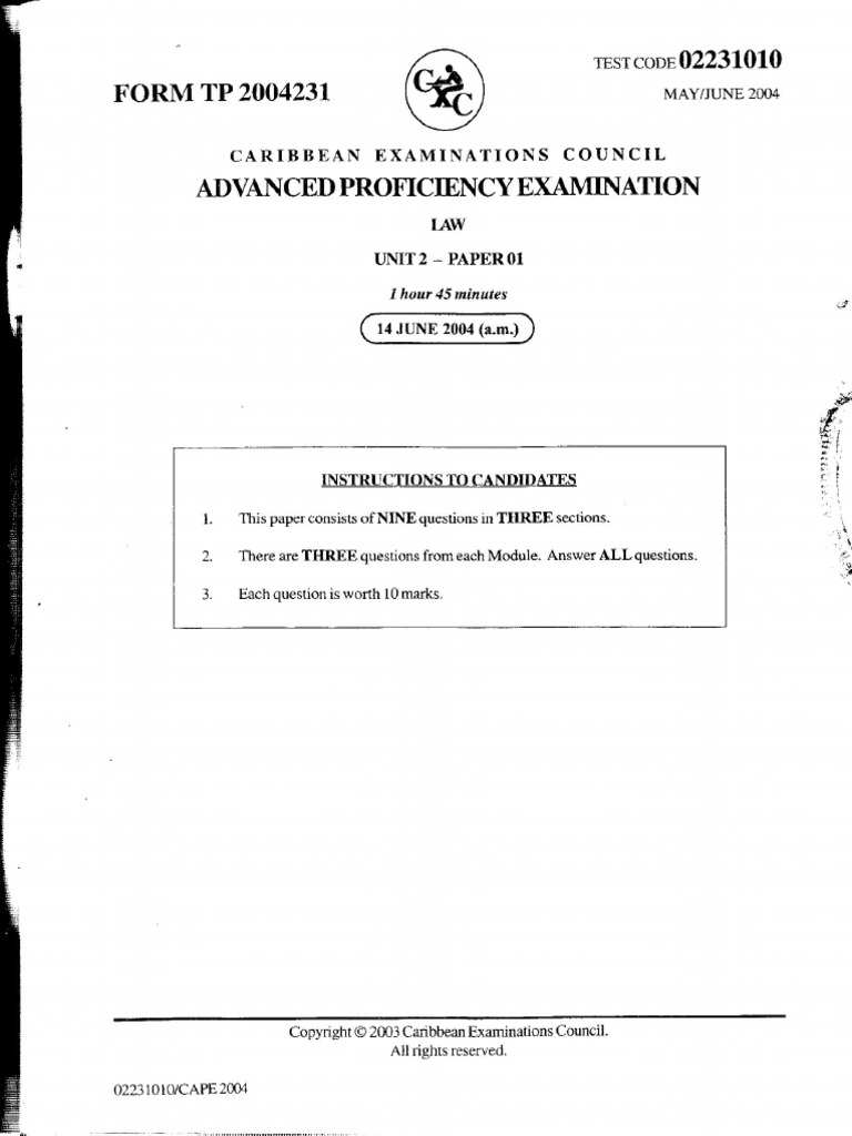 CAPE Past Papers | PDF