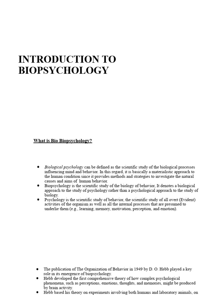 Introduction to Biopsychology Overview | PDF | Behavioral Neuroscience ...