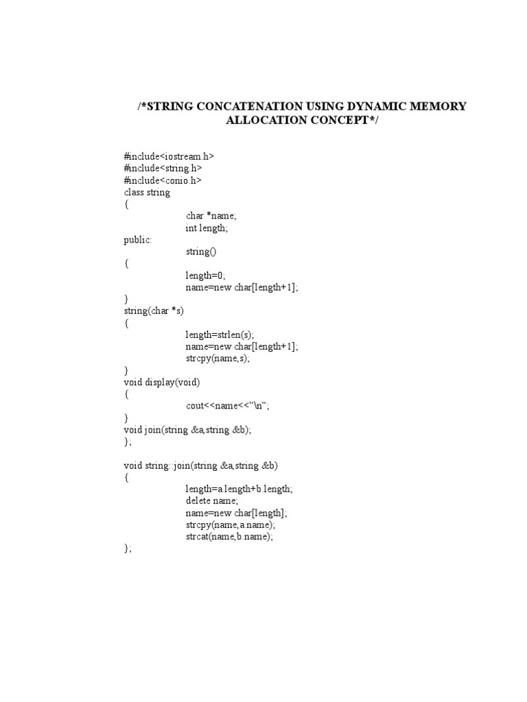 String Concatenation Using Dynamic Memory Allocation Concept | PDF