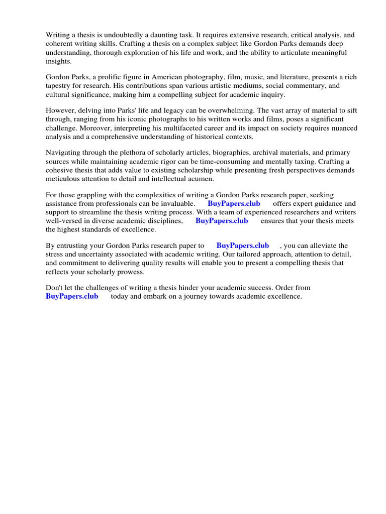 Gordon Parks Research Paper | PDF