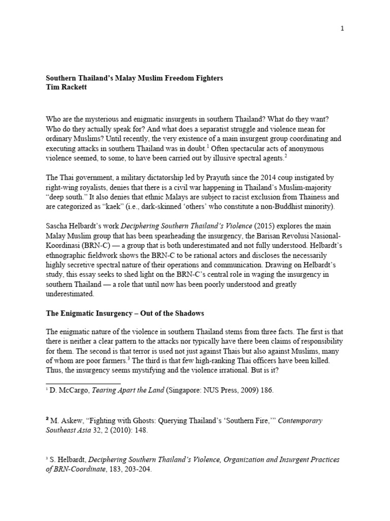 Southern Thailand's Malay Muslim Freedom Fighters Tim Rackett 2014 ...
