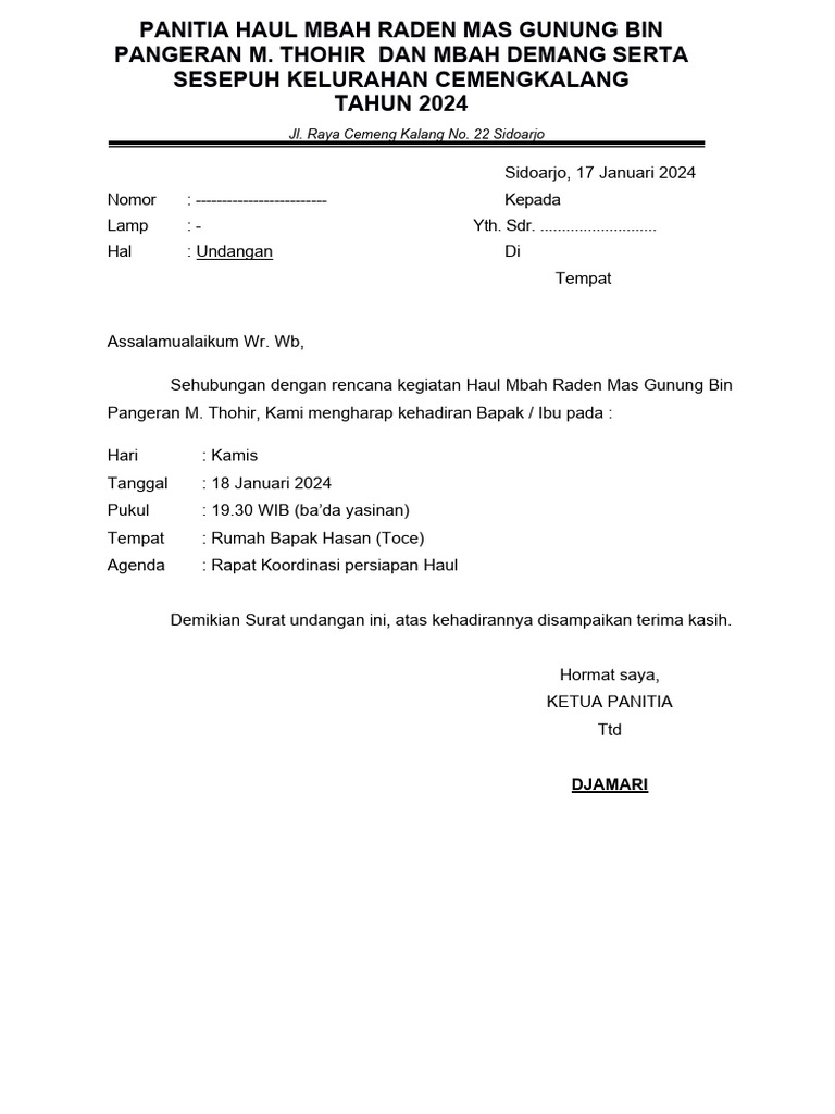 Undangan Haul Mbah Raden Mas 2024 | PDF