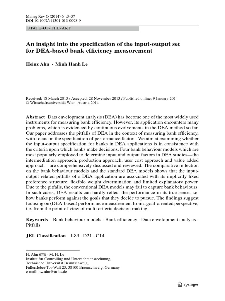 2014 MRQ Ahn - An Insight Into The Specification of The Input-Output Set For DEA-based Bank ...