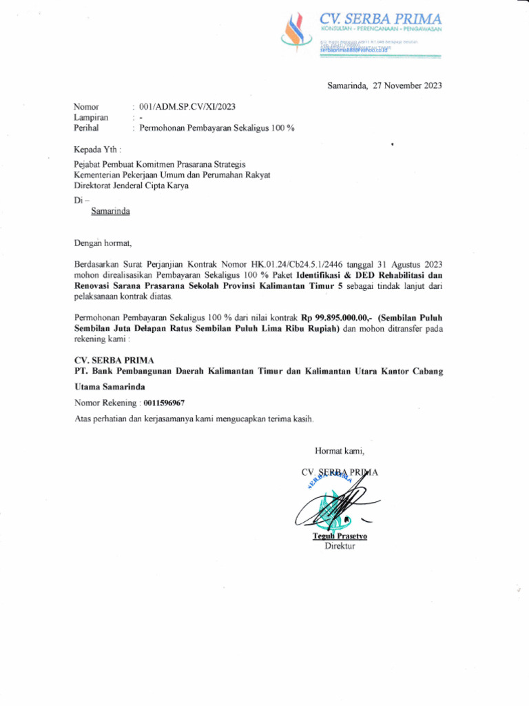 Permohonan CV. Serba Prima | PDF