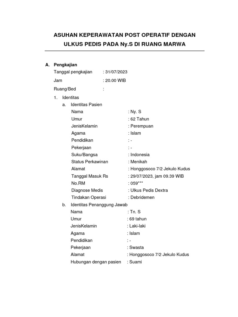 ASKEP Post Op Ulkus Pedis R.Marwa | PDF