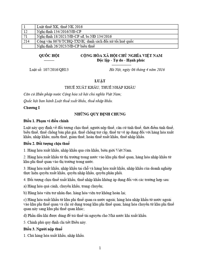 VBPL Thuế Xuất Nhập Khẩu | PDF