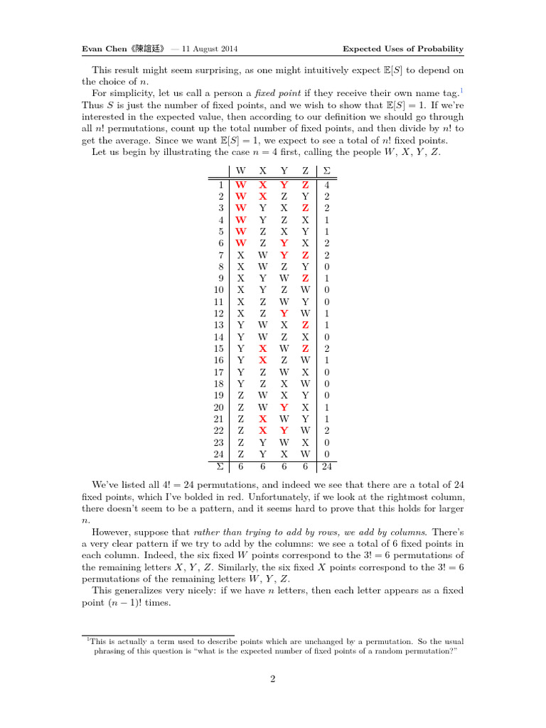 ProbabilisticMethod 4 | PDF | Expected Value | Permutation