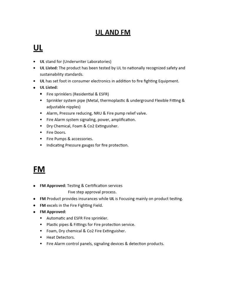 UL vs FM Fire Safety Standards | PDF